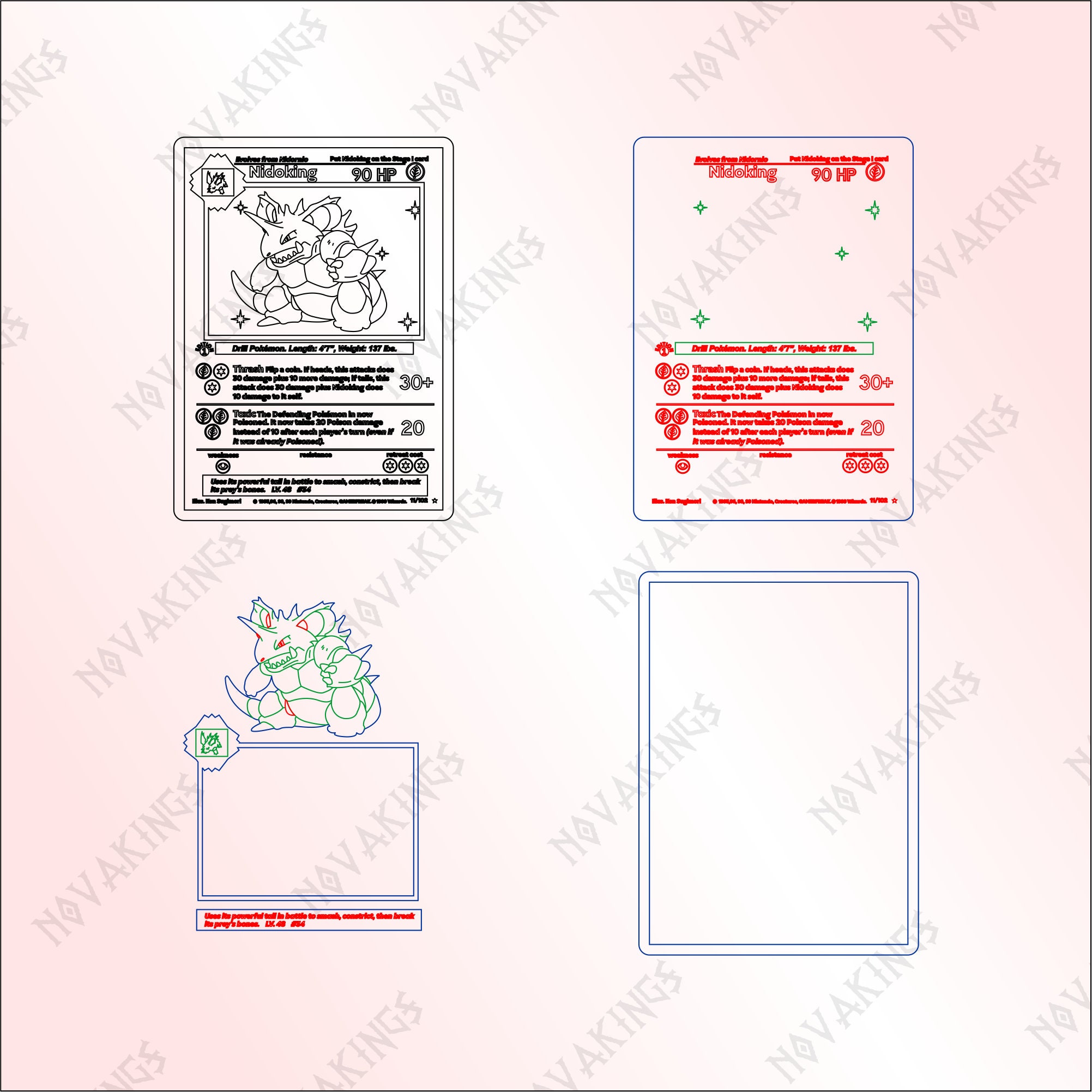 Nidoking Pokemon Card Vector SVG PDF DXF Laser Cutter File - Etsy Canada