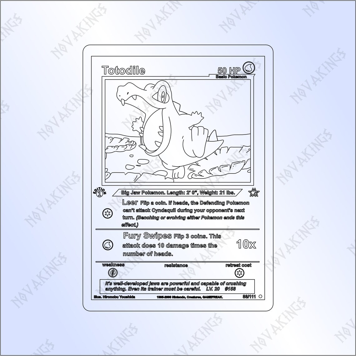 Totodile Pokemon Card Vector SVG PDF DXF Laser Cutter File - Etsy
