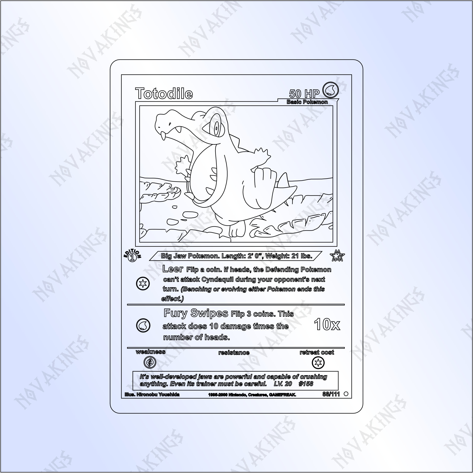 Totodile Pokemon Card Vector SVG PDF DXF Laser Cutter File - Etsy
