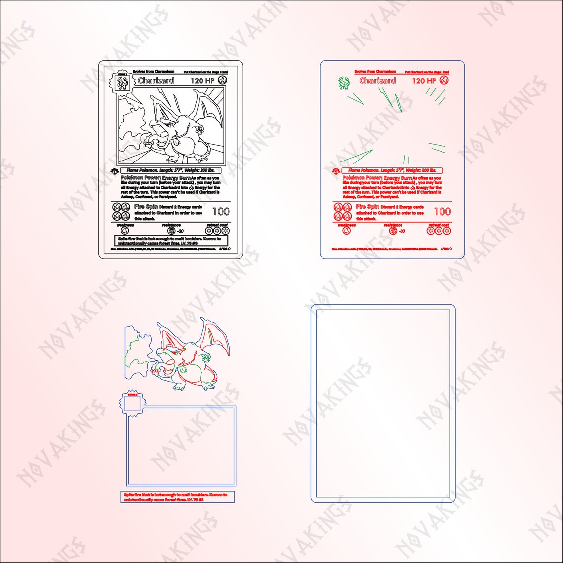Charizard Pokemon Card Vector SVG PDF DXF Laser Cutter File - Etsy