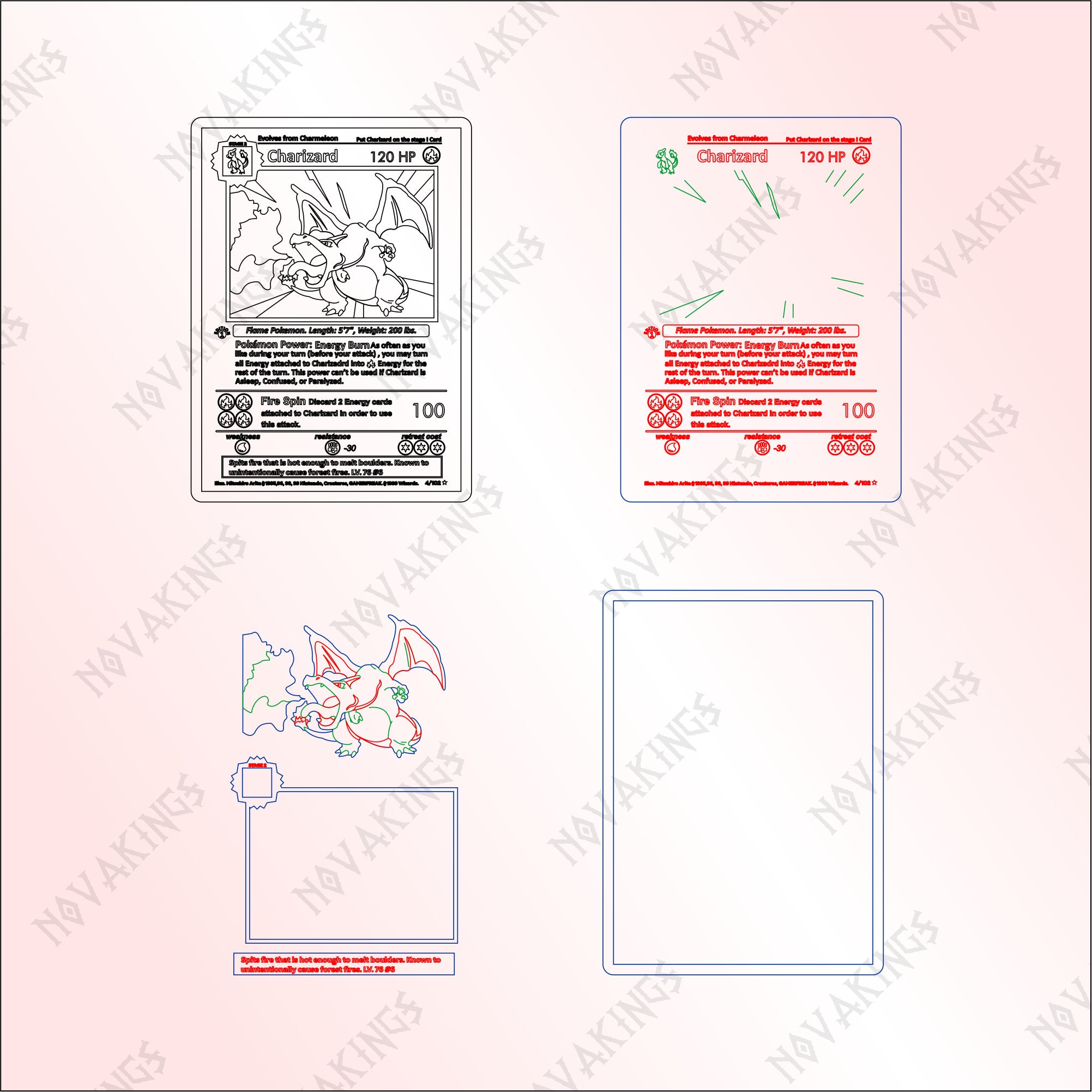 Charizard Pokemon Card Vector SVG PDF DXF Laser Cutter File - Etsy ...