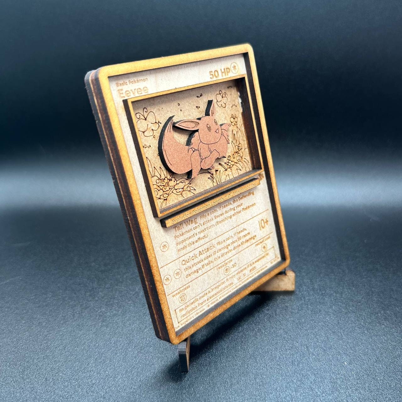 Eevee Handmade Custom 3D Wooden Pokemon Card Wood Laser Engraved Poke ...