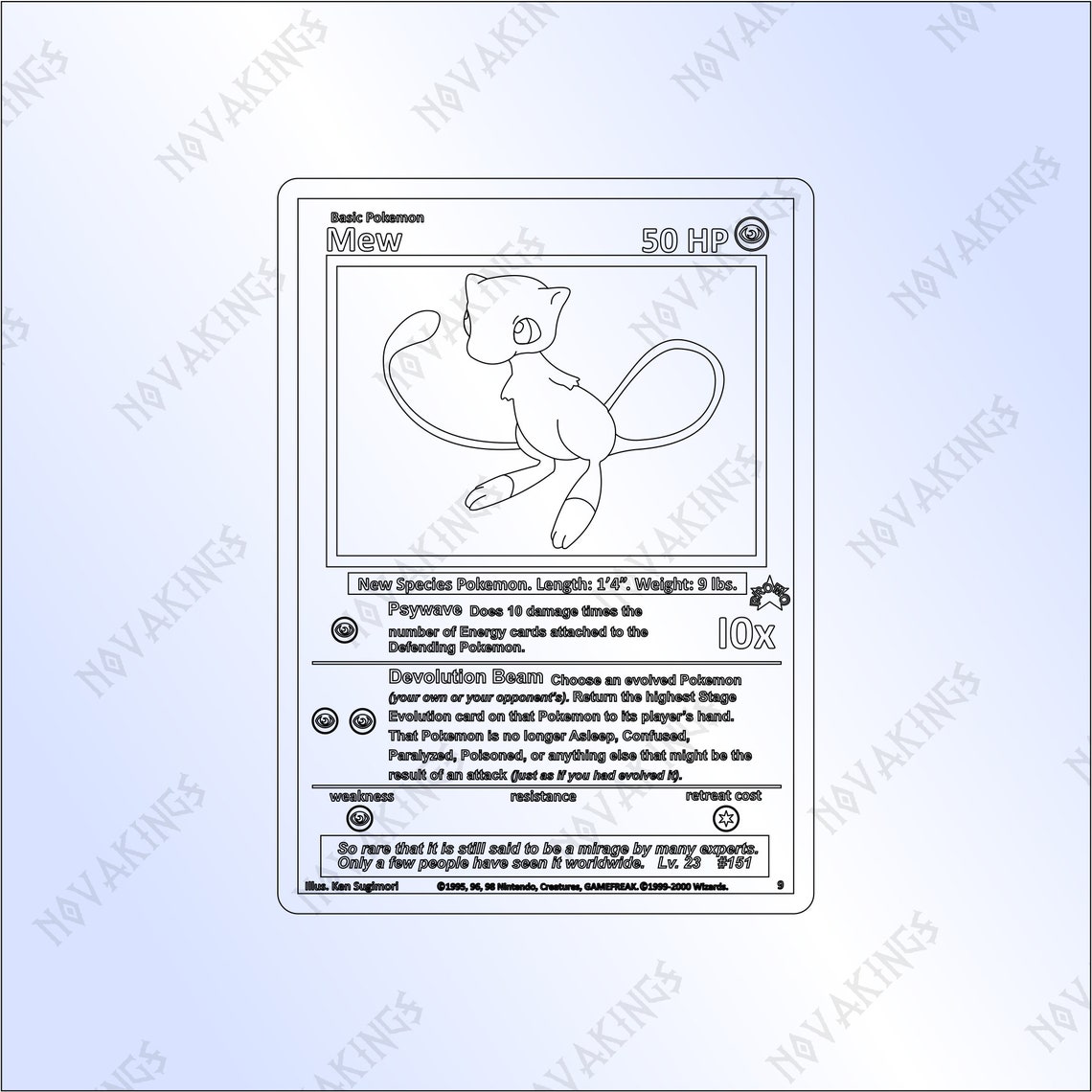Mew Pokemon Card Vector SVG PDF DXF Laser Cutter File - Etsy