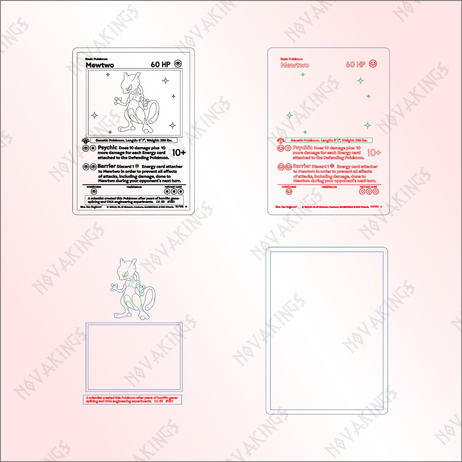 Mewtwo Pokemon Card Vector SVG PDF DXF Laser Cutter File - Etsy