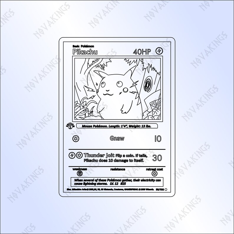 Pikachu Pokemon Card Vector SVG PDF DXF Laser Cutter File - Etsy