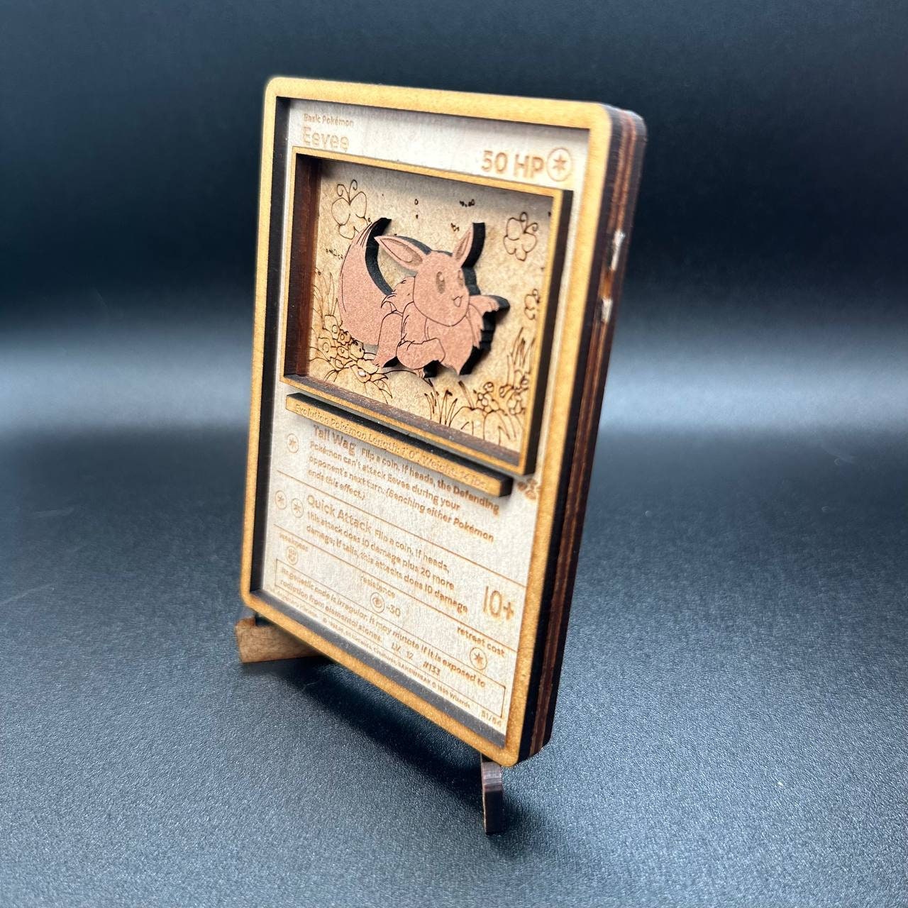 Eevee Handmade Custom 3D Wooden Pokemon Card Wood Laser Engraved Poke ...