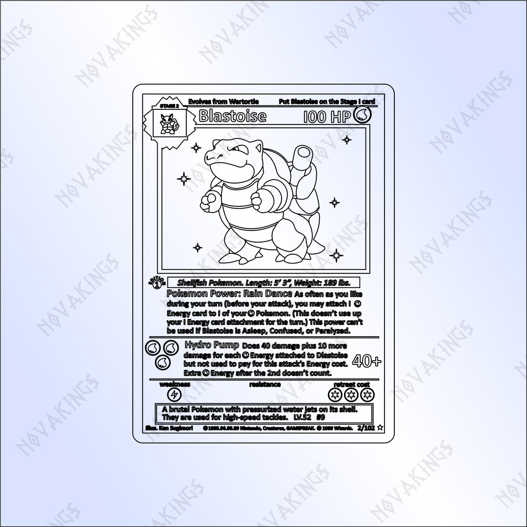 Blastoise Pokemon Card Vector SVG PDF DXF Laser Cutter File - Etsy