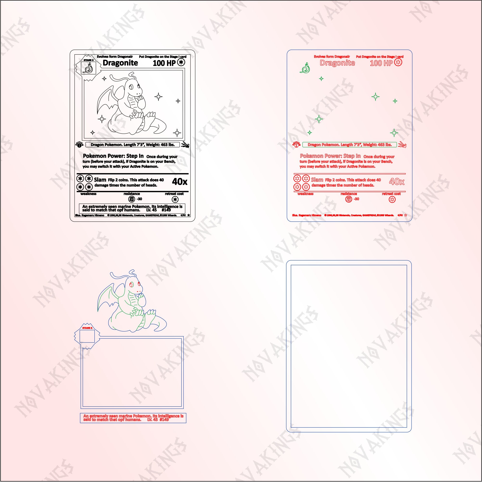 Dragonite Pokemon Card Vector SVG PDF DXF Laser Cutter File - Etsy