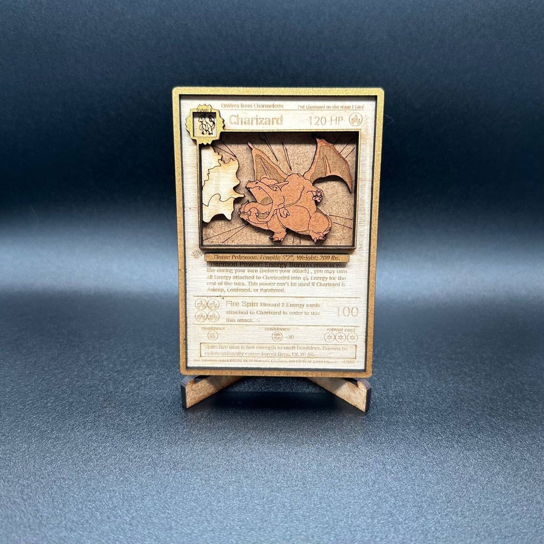 Charizard Handmade Custom 3D Wooden Pokemon Card Wood Laser Engraved ...