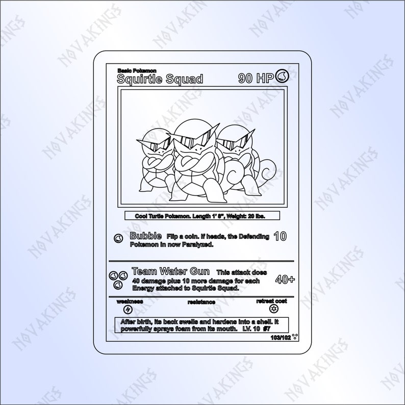 Squirtle Squad Pokemon Card Vector SVG PDF DXF Laser Cutter File - Etsy