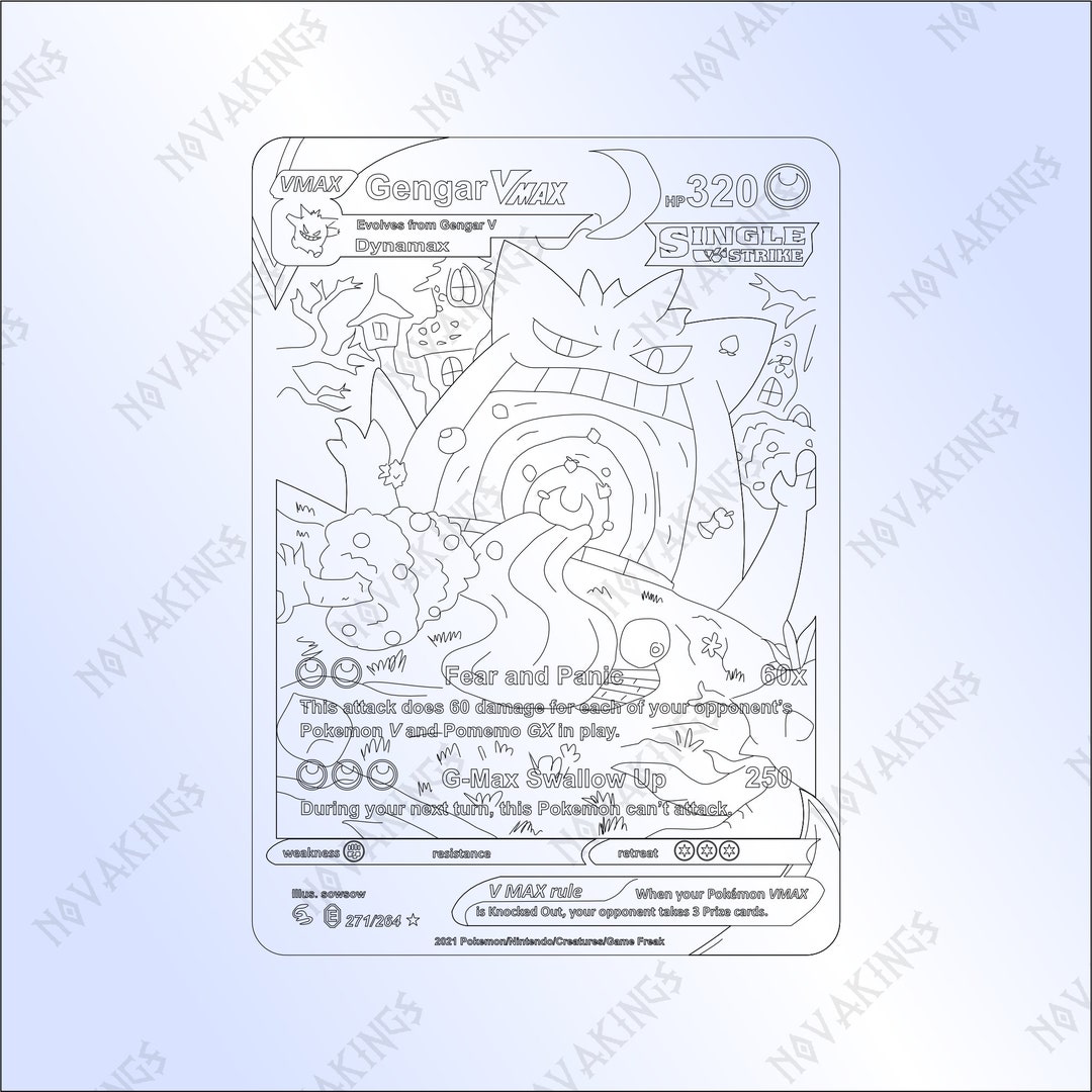 Gengar V-max Pokemon Card Vector PDF DXF Laser Cutter File - Etsy