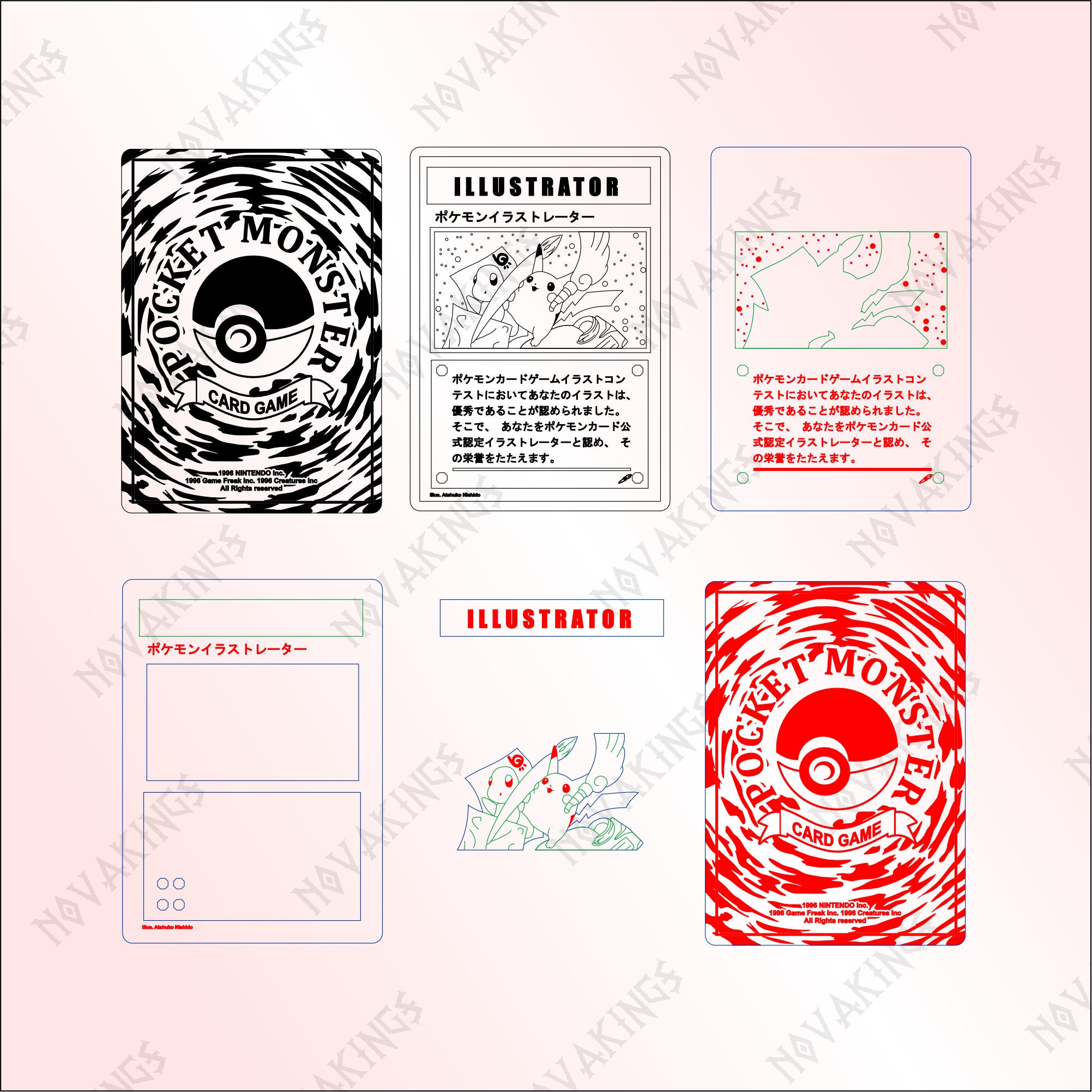 Pikachu Illustrator Pokemon Card Vector SVG PDF DXF Laser - Etsy