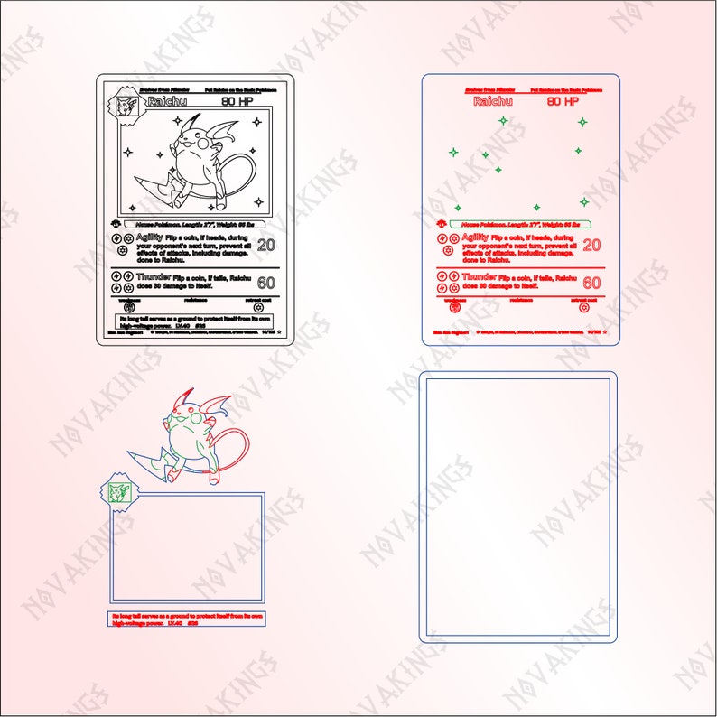 Raichu Pokemon Card Vector SVG PDF DXF Laser Cutter File - Etsy