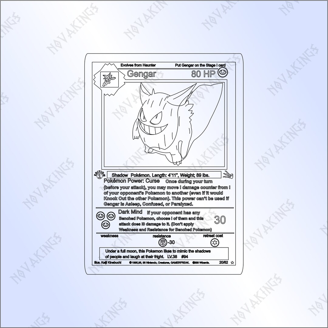 Gengar Pokemon Card Vector SVG DXF Laser Cutter File - Etsy