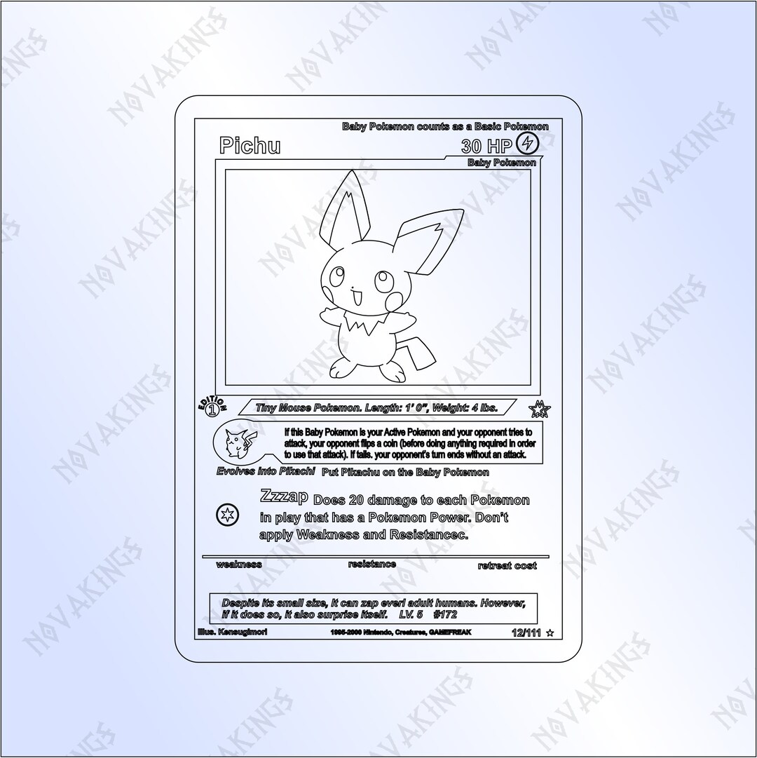 Pichu Pokemon Card Vector SVG PDF DXF Laser Cutter File - Etsy