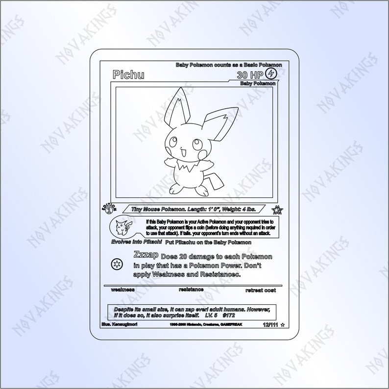 Pichu Pokemon Card Vector SVG PDF DXF Laser Cutter File - Etsy
