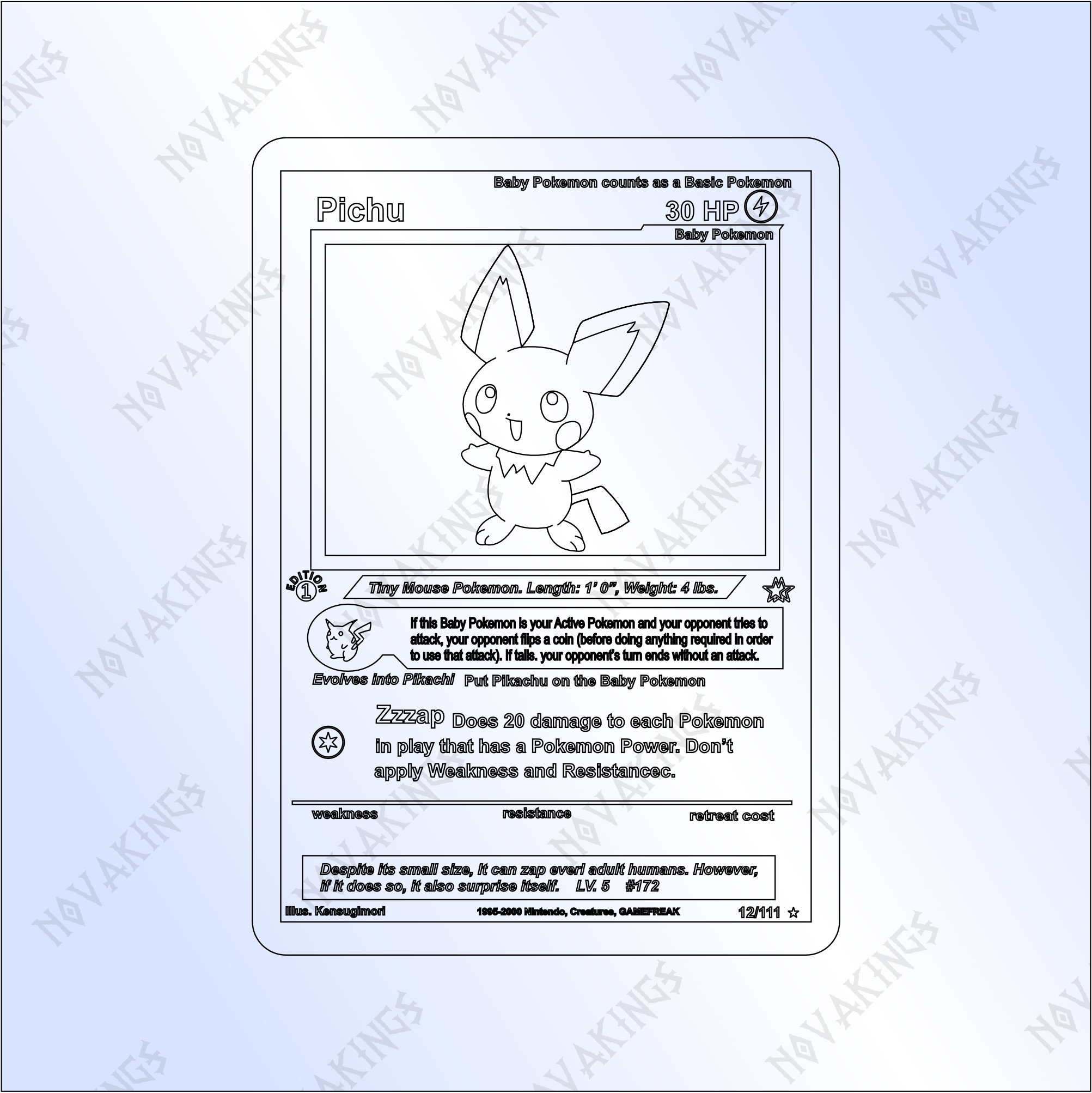 Pichu Pokemon Card Vector SVG PDF DXF Laser Cutter File - Etsy