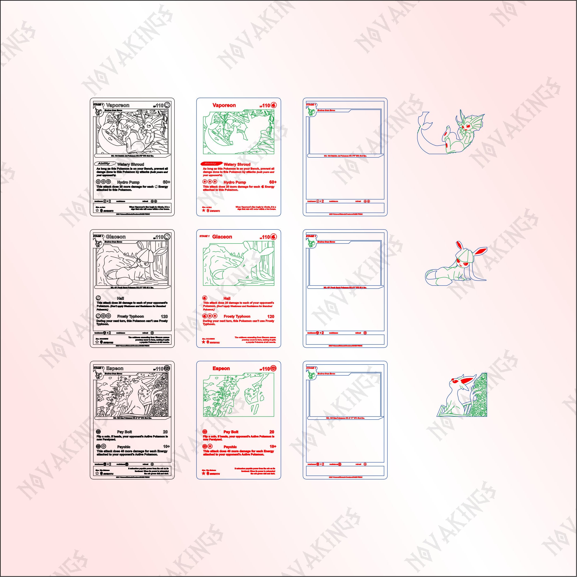 SWSH Edition Eevee Collection Pokemon 9 Card Bundle Glaceon Sylveon ...