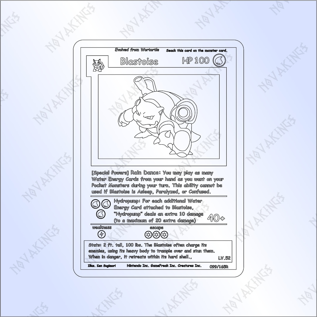Blastoise Presentation Pokemon Card Vector SVG PDF Laser Cutter File - Etsy