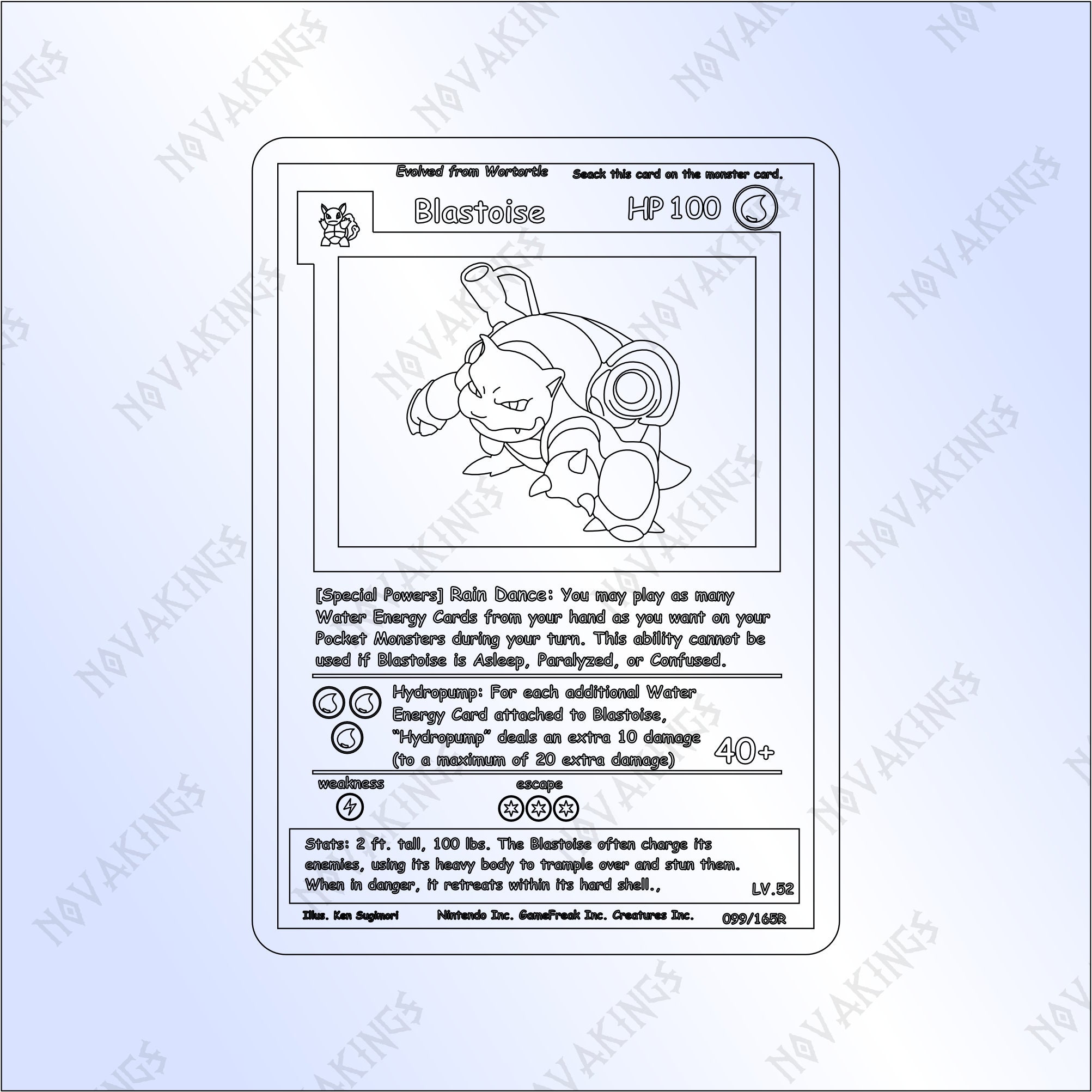 Blastoise Presentation Pokemon Card Vector SVG PDF Laser Cutter File ...