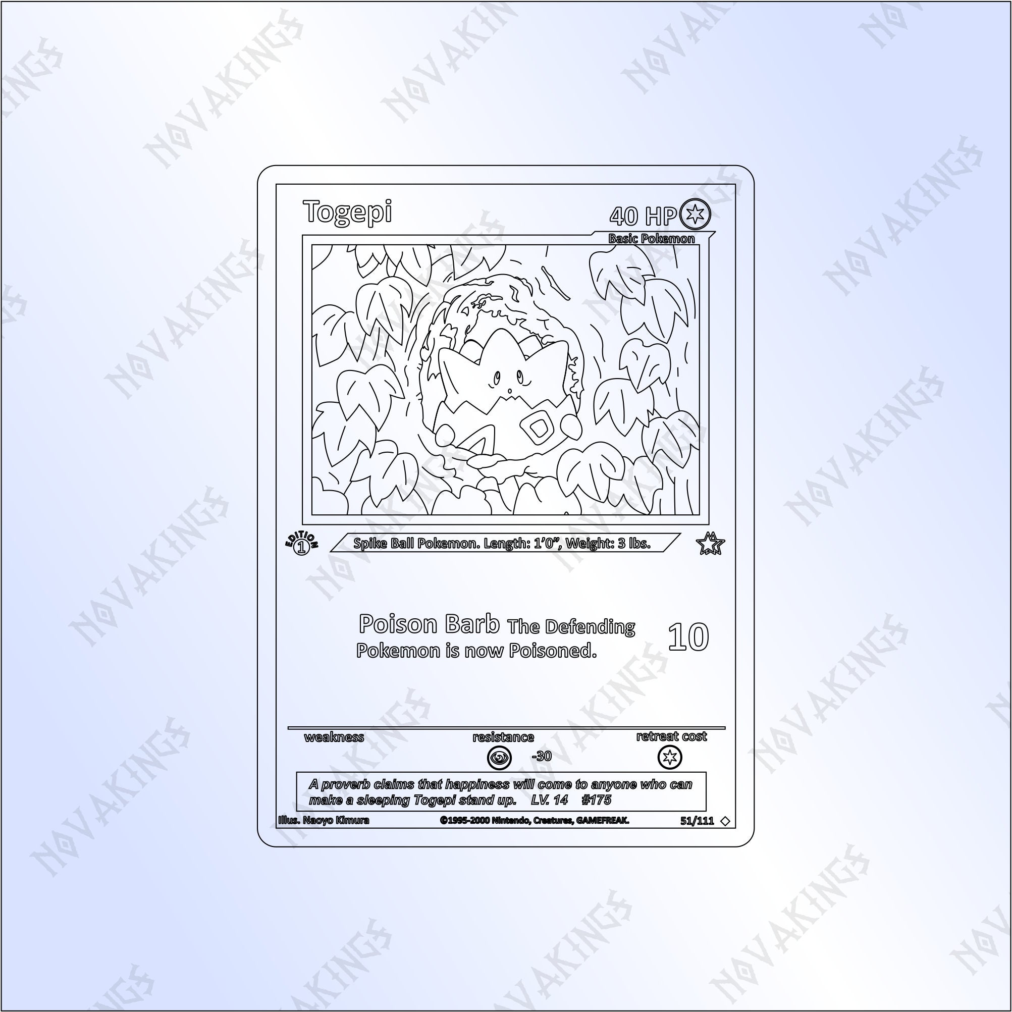 Togepi Pokemon Card Vector SVG PDF DXF Laser Cutter File - Etsy
