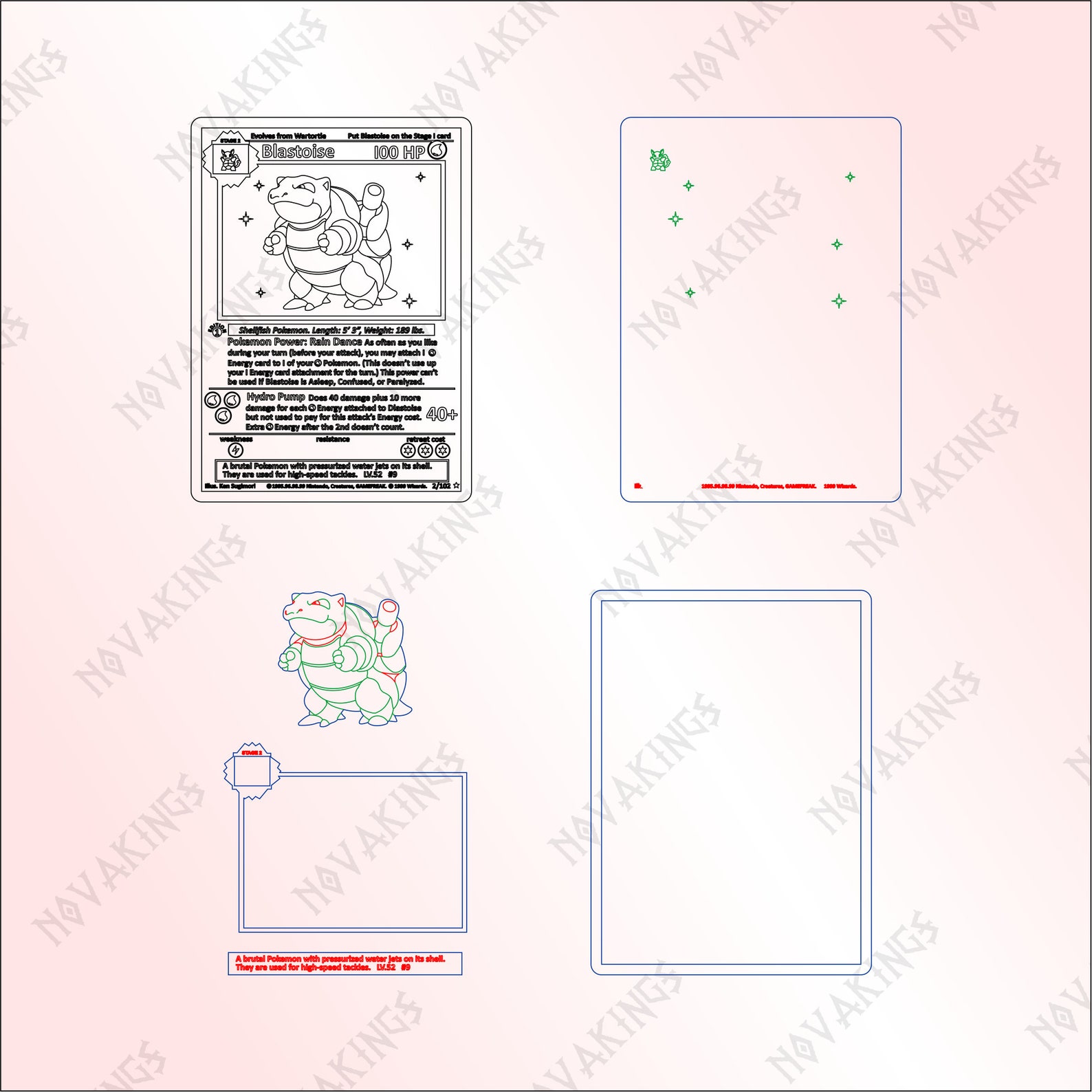 Blastoise Pokemon Card Vector SVG PDF DXF Laser Cutter File - Etsy