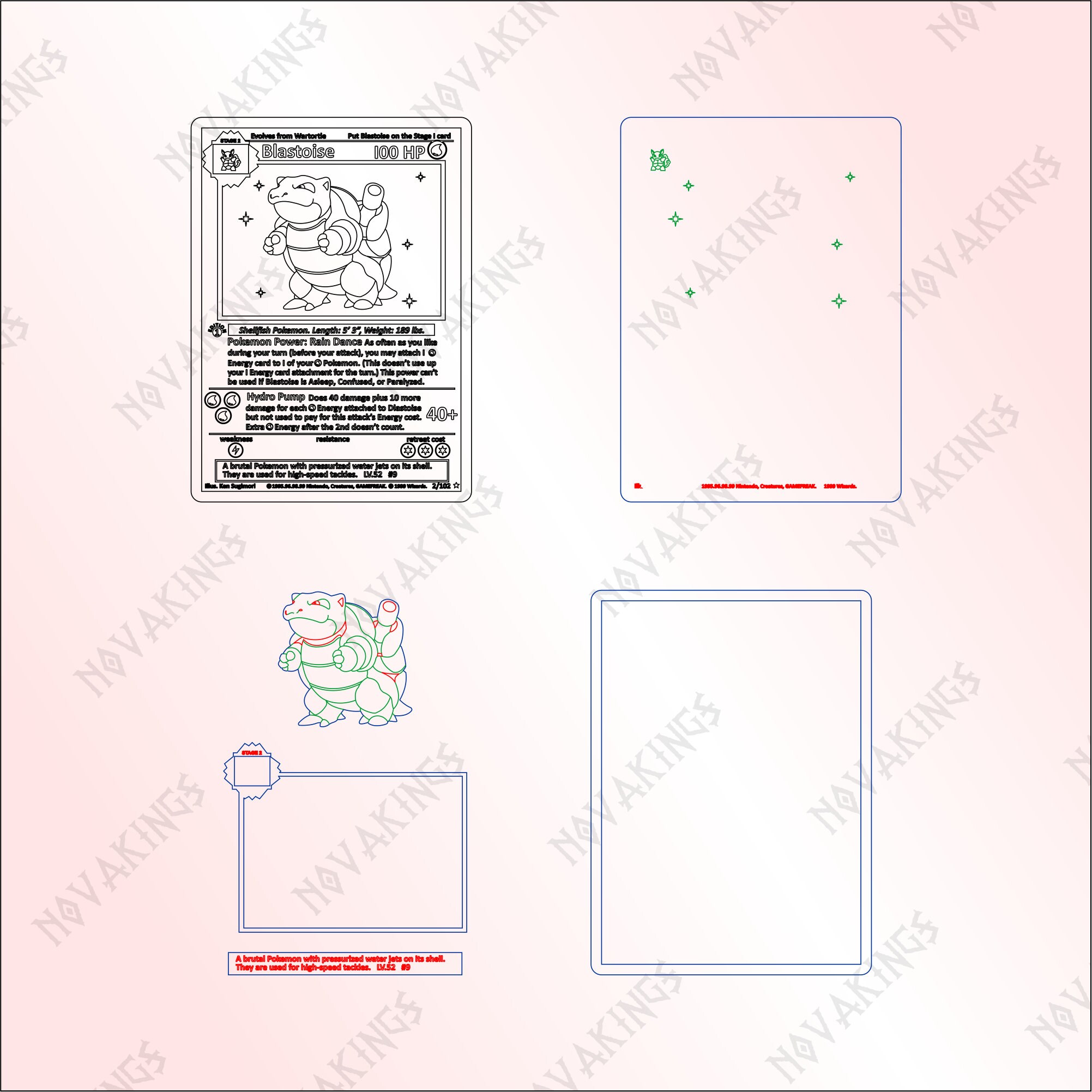 Blastoise Pokemon Card Vector SVG PDF DXF Laser Cutter File - Etsy