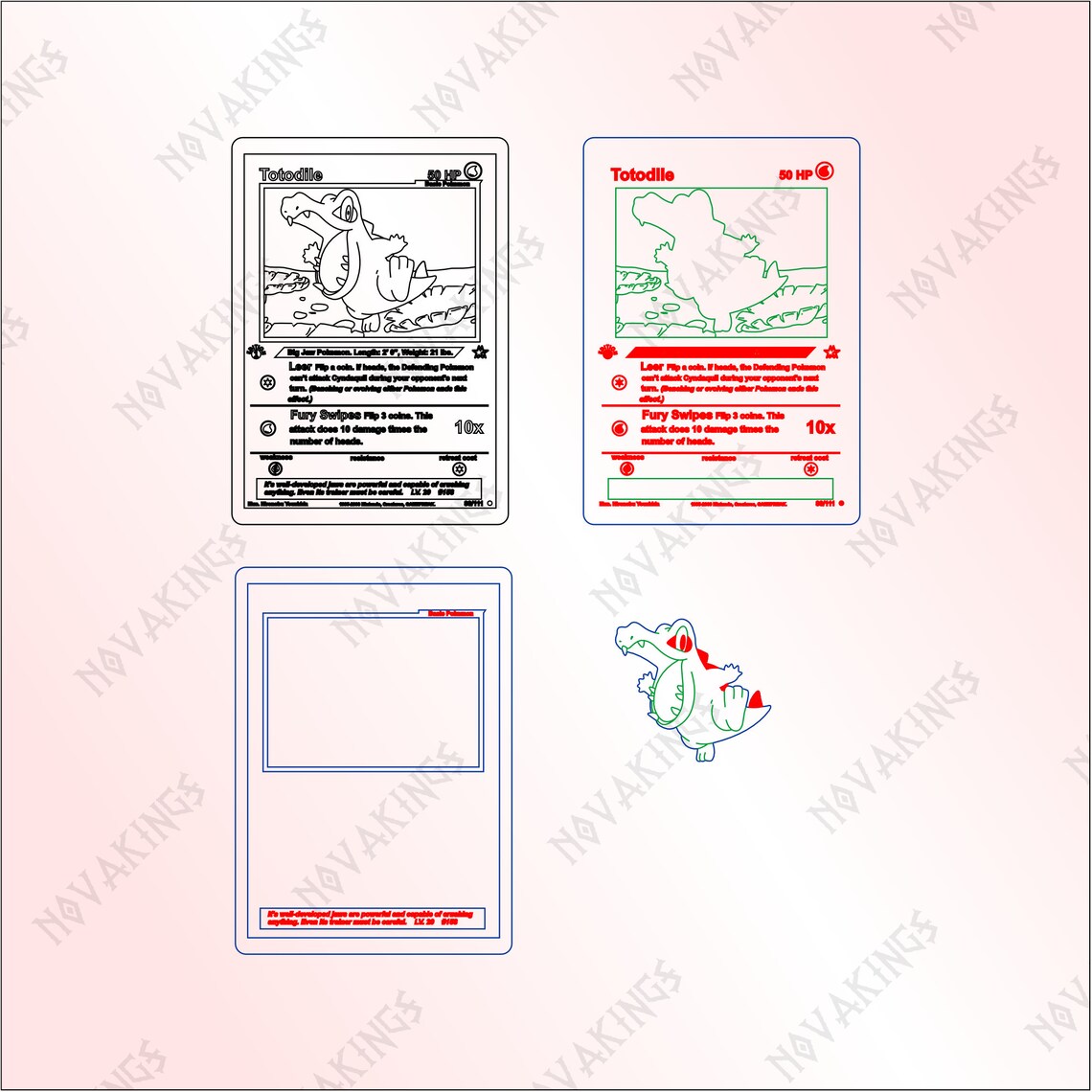 Totodile Pokemon Card Vector SVG PDF DXF Laser Cutter File - Etsy