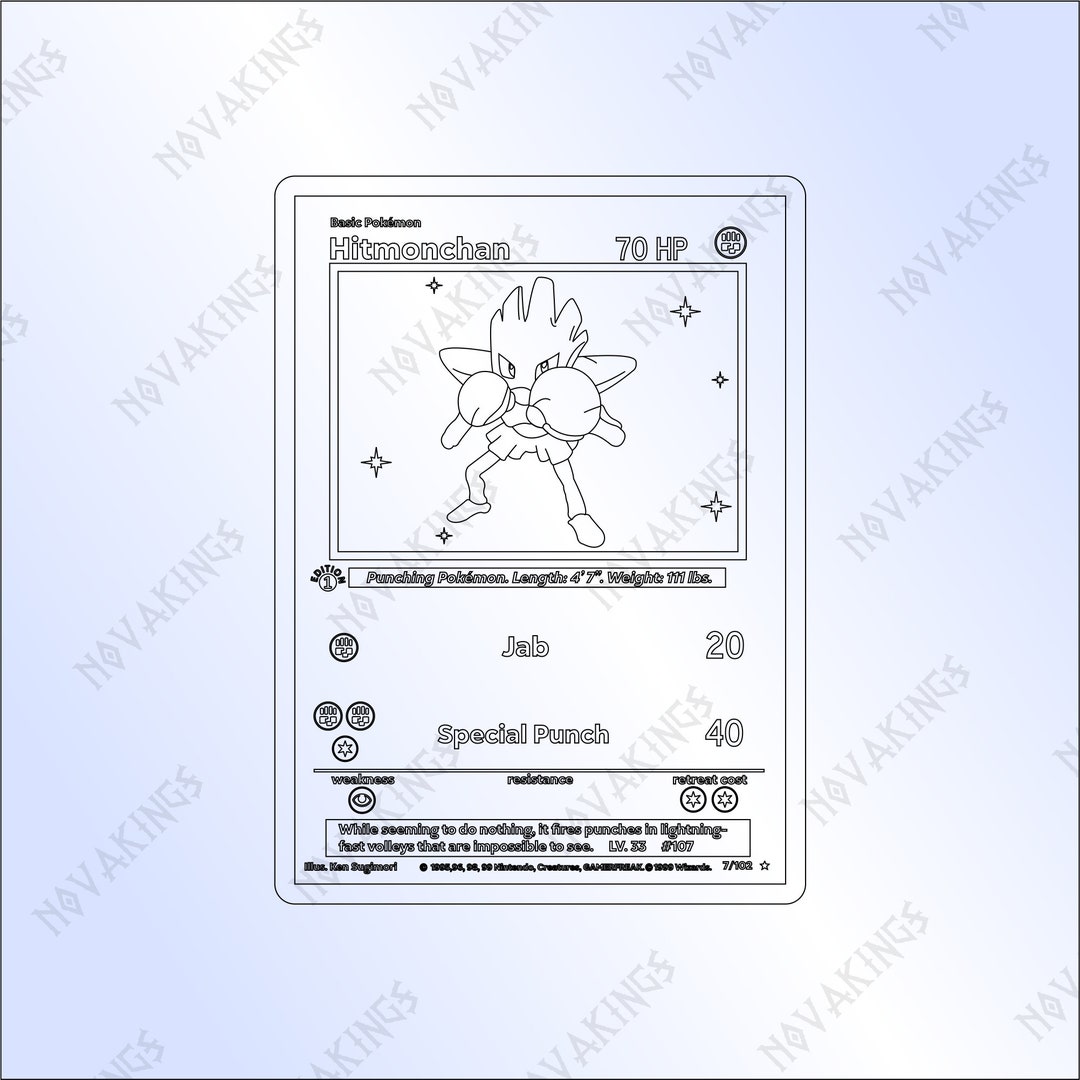 Hitmonchan Pokemon Card Vector SVG PDF DXF Laser Cutter File - Etsy