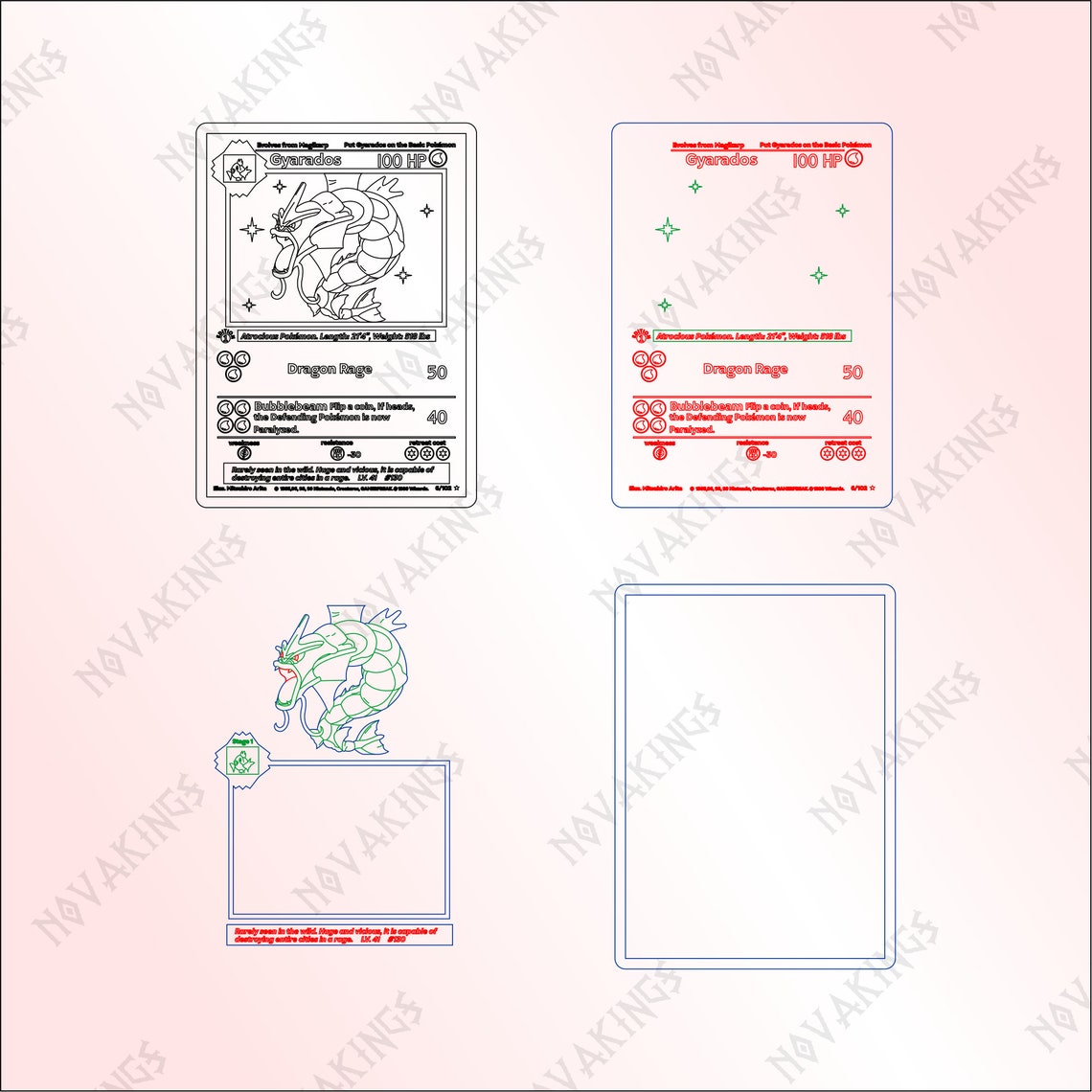 Gyarados Pokemon Card Vector SVG PDF DXF Laser Cutter File - Etsy