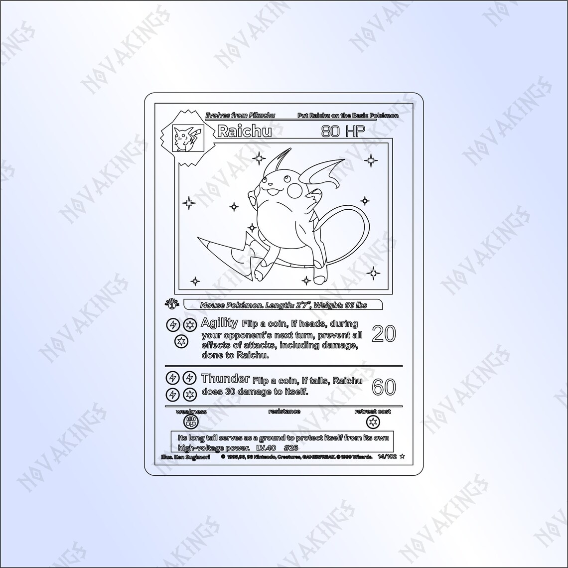 Raichu Pokemon Card Vector SVG PDF DXF Laser Cutter File - Etsy
