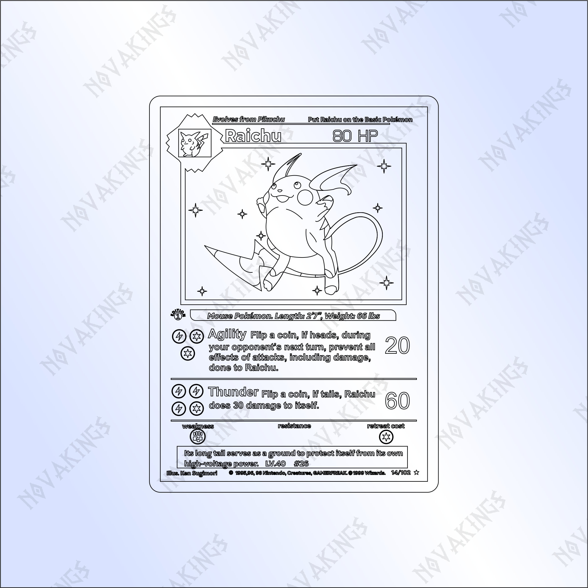 Raichu Pokemon Card Vector SVG PDF DXF Laser Cutter File - Etsy