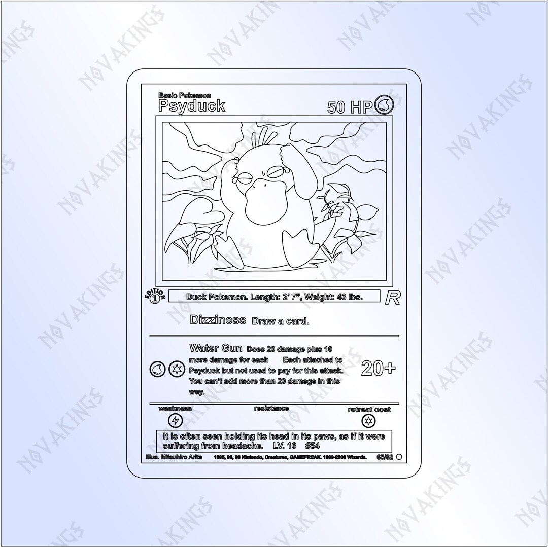 Psyduck Pokemon Card Vector SVG PDF DXF Laser Cutter File - Etsy