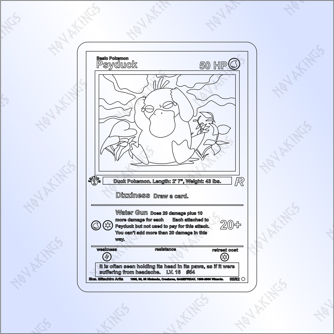 Psyduck Pokemon Card Vector SVG PDF DXF Laser Cutter File - Etsy