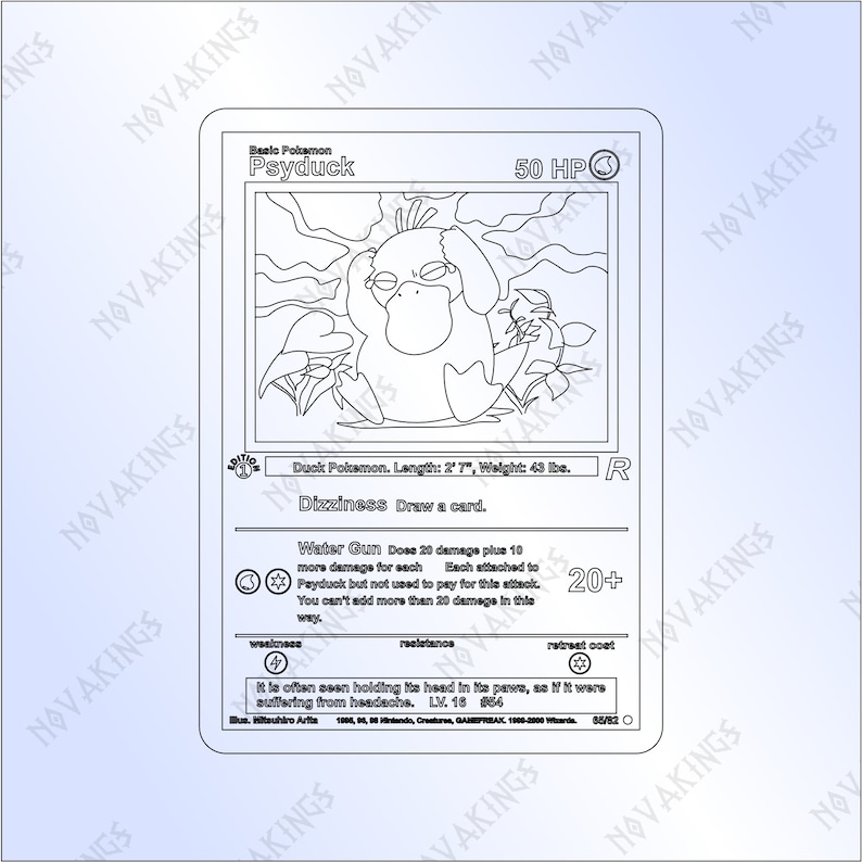 Psyduck Pokemon Card Vector SVG PDF DXF Laser Cutter File - Etsy