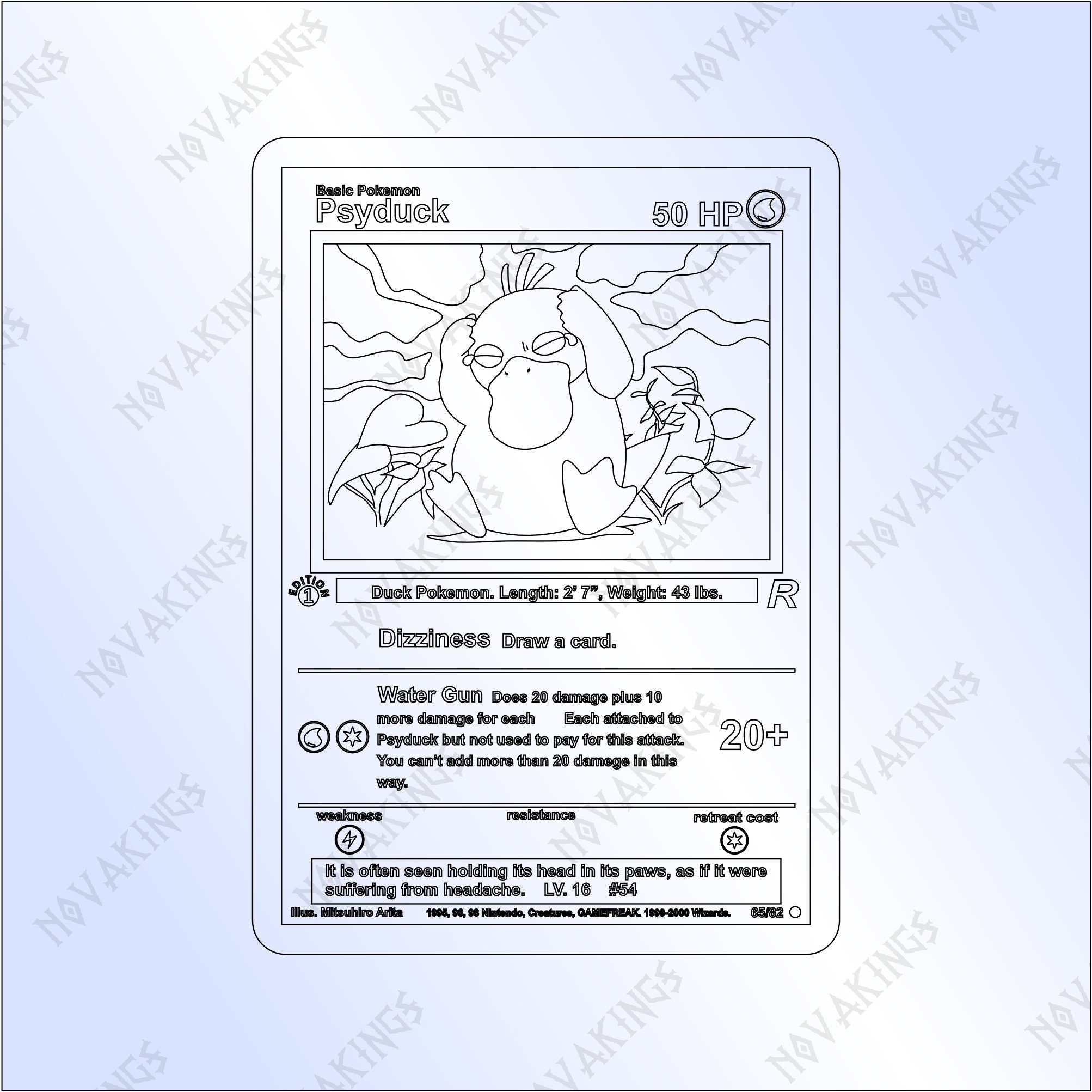 Psyduck Pokemon Card Vector SVG PDF DXF Laser Cutter File - Etsy