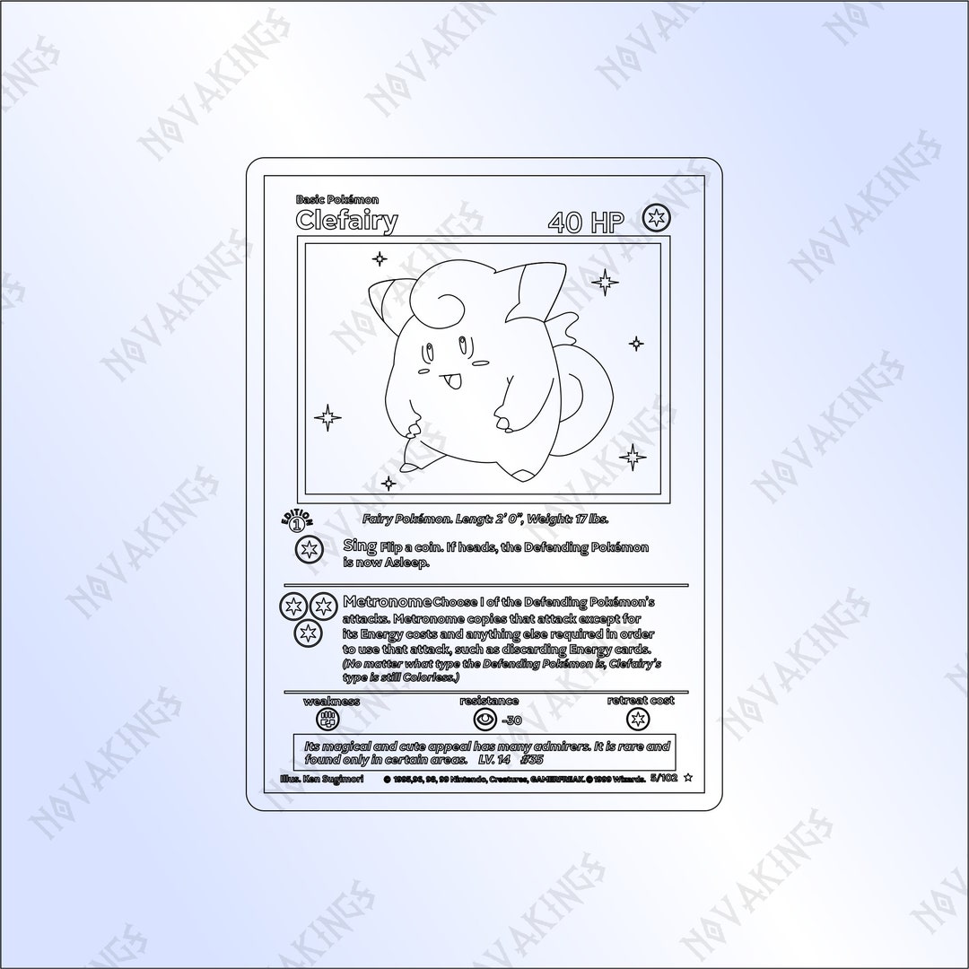 Clefairy Pokemon Card Vector SVG PDF DXF Laser Cutter File - Etsy