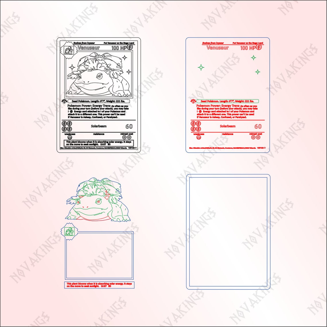 Venusaur Pokemon Card Vector SVG PDF DXF Laser Cutter File - Etsy
