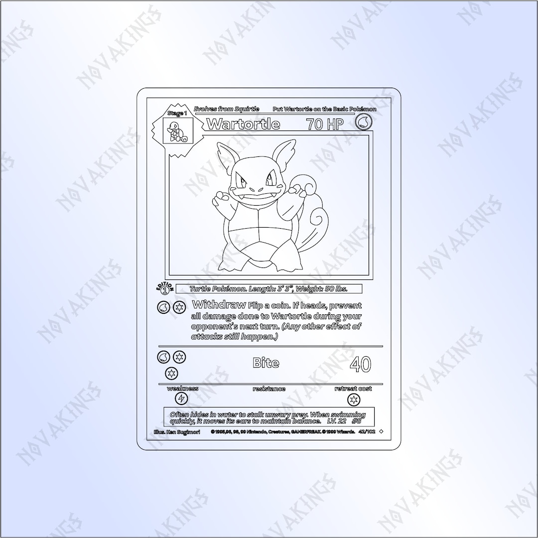Wartortle Pokemon Card Vector SVG PDF DXF Laser Cutter File - Etsy