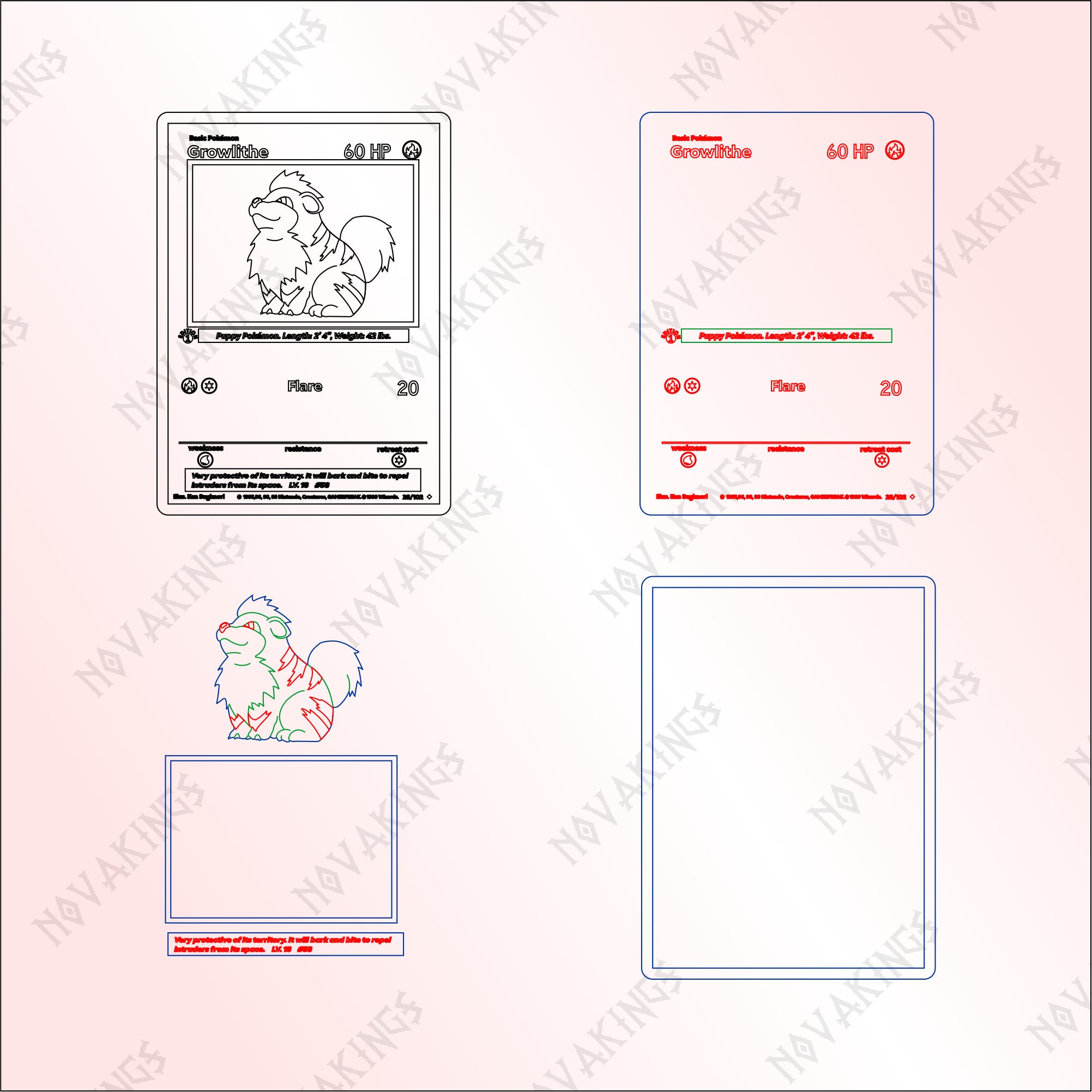 Growlith Pokemon Card Vector SVG PDF DXF Laser Cutter File - Etsy