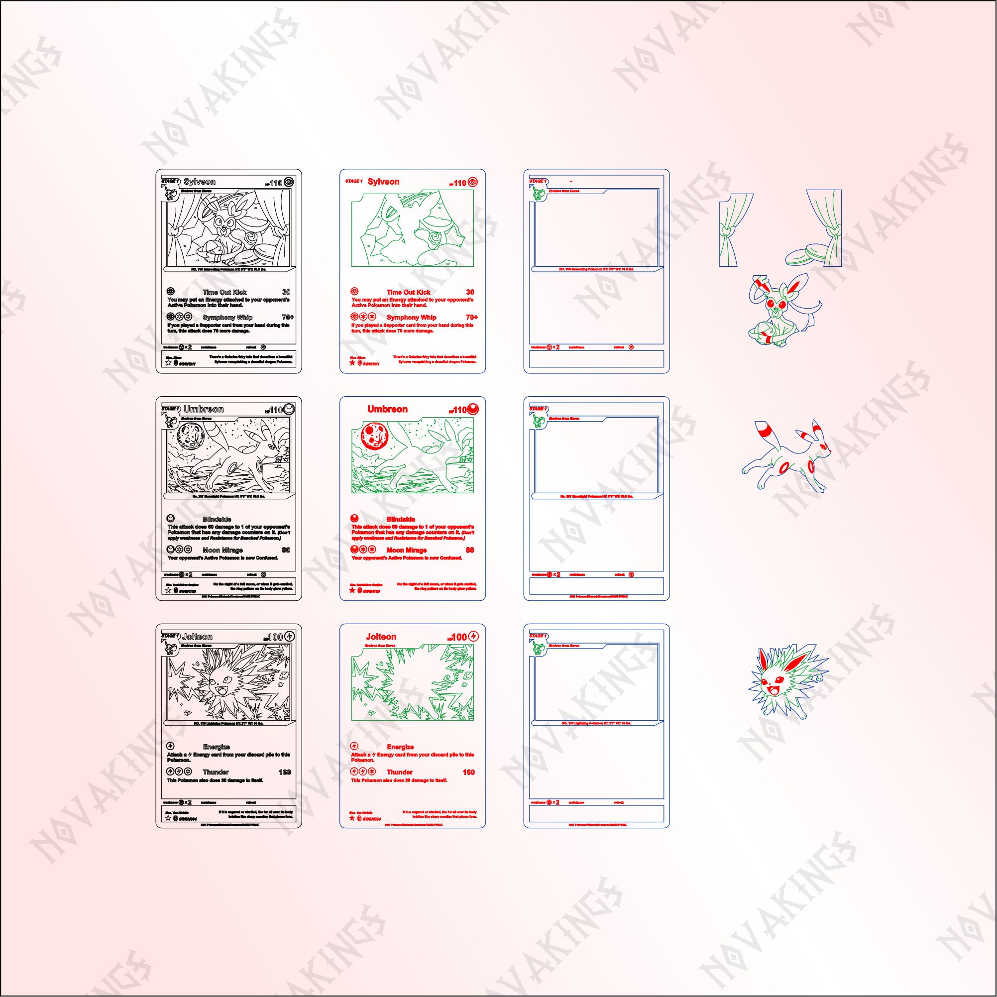 SWSH Edition Eevee Collection Pokemon 9 Card Bundle Glaceon Sylveon ...