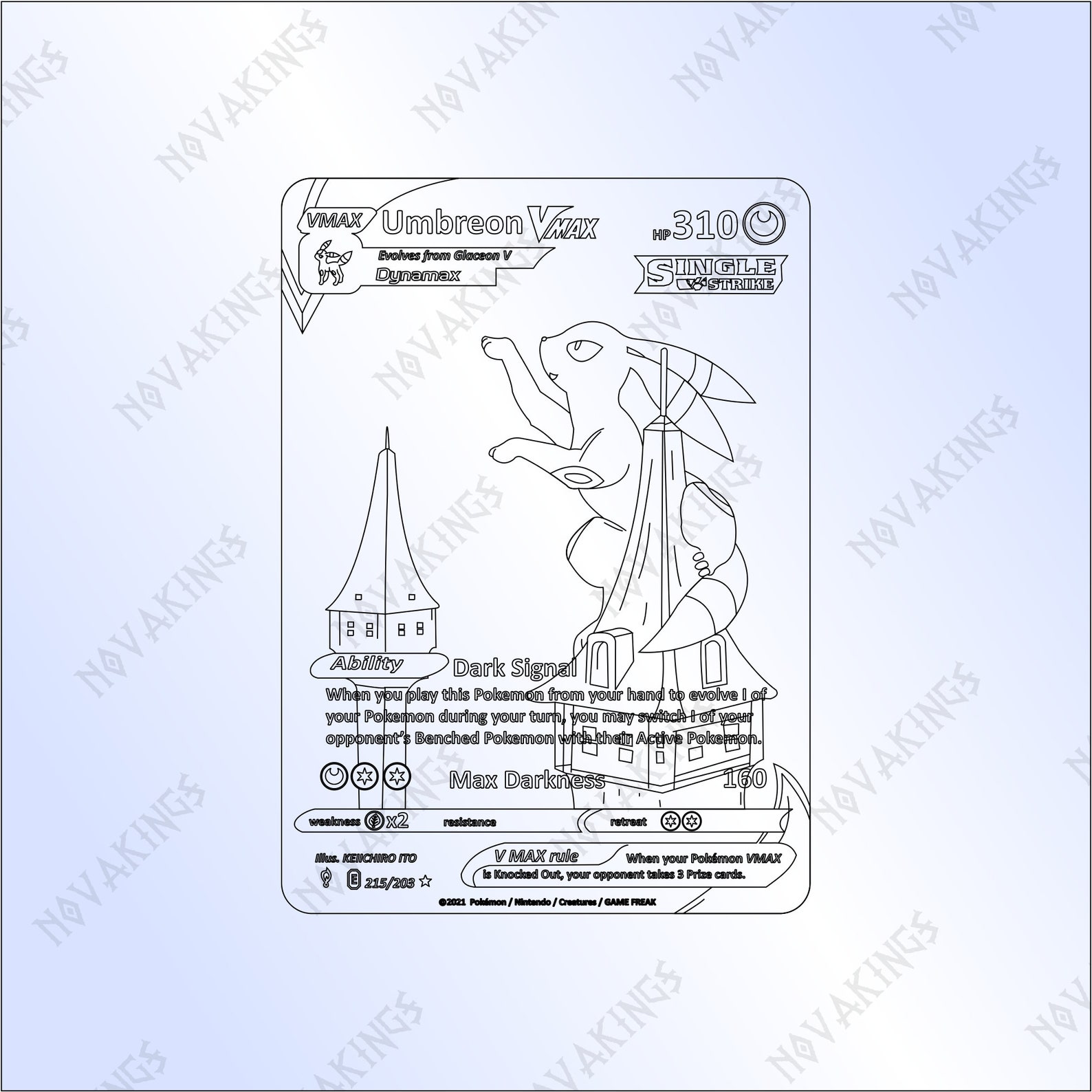 Umbreon V Max Pokemon Card Vector SVG PDF DXF Laser Cutter File - Etsy