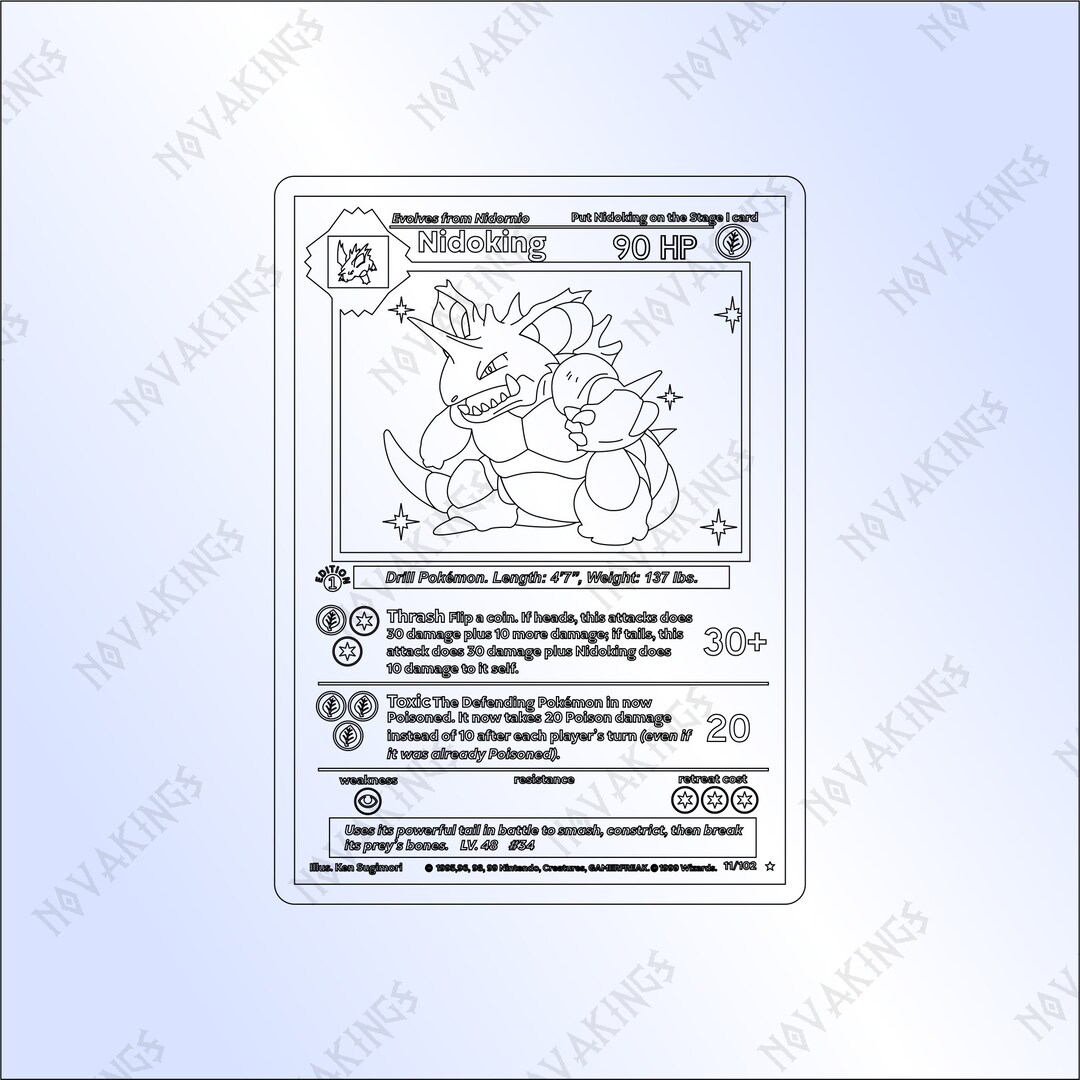 Nidoking Pokemon Card Vector SVG PDF DXF Laser Cutter File - Etsy