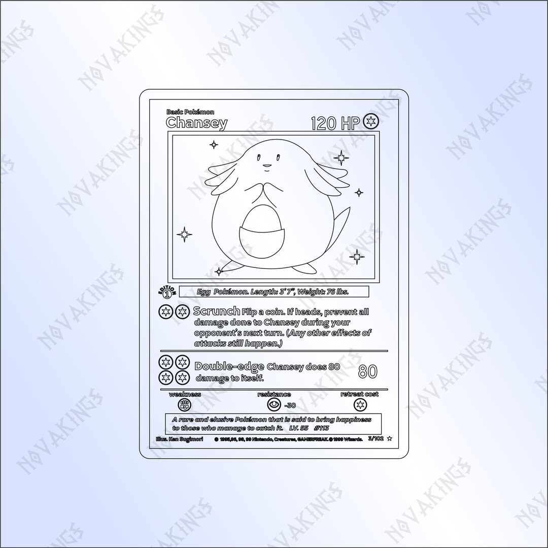 Chansey Pokemon Card Vector SVG PDF DXF Laser Cutter File - Etsy