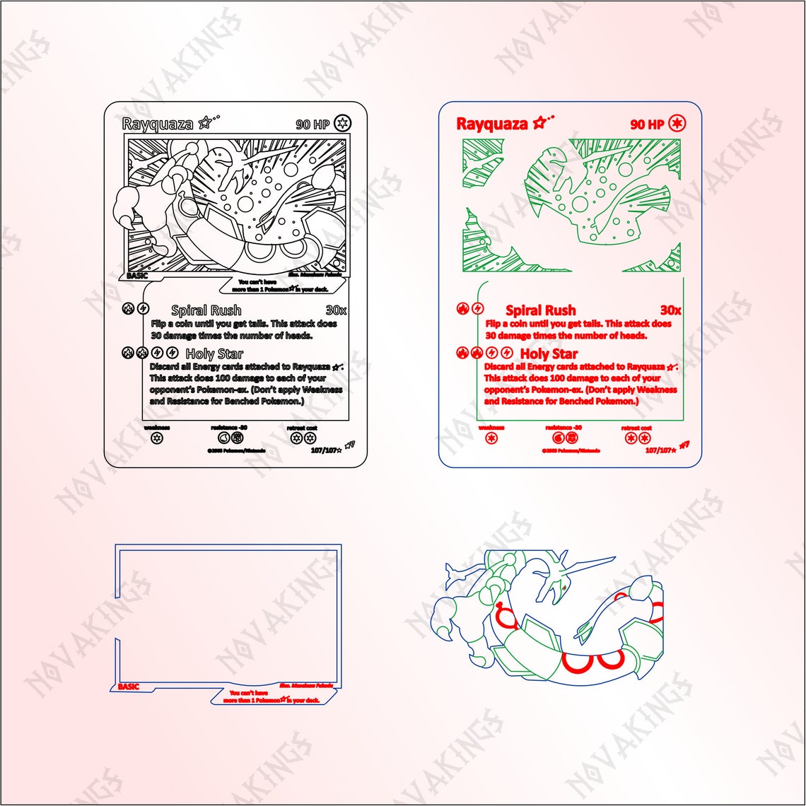 Rayquaza Star Pokemon Card Vector SVG PDF DXF Laser Cutter File - Etsy