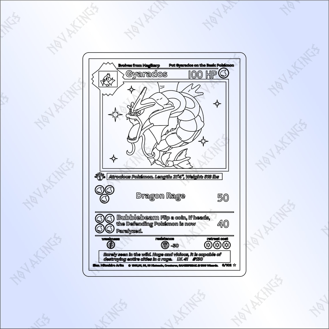 Gyarados Pokemon Card Vector SVG PDF DXF Laser Cutter File - Etsy