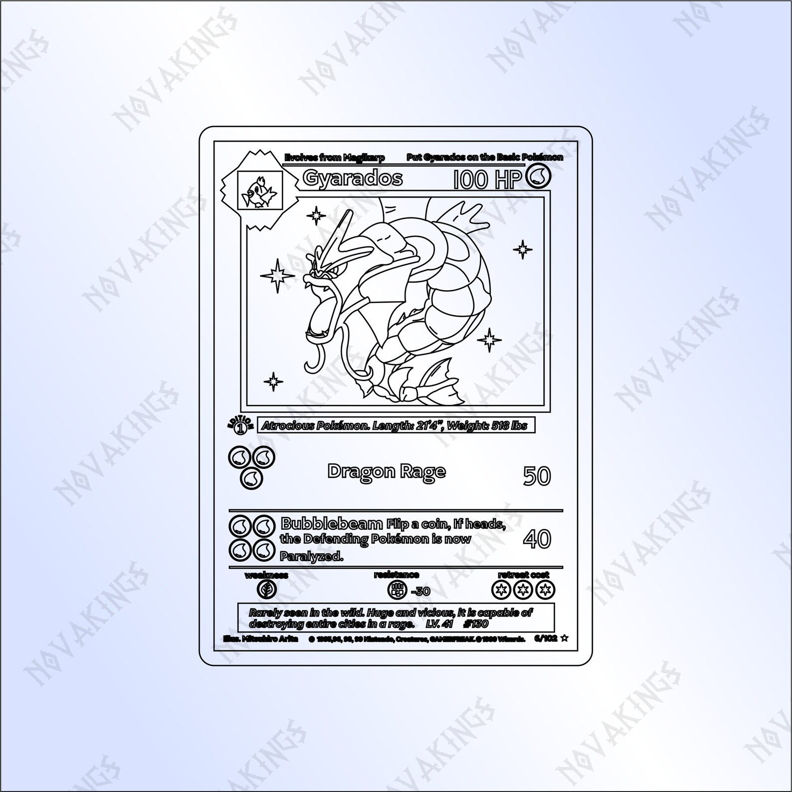 Gyarados Pokemon Card Vector SVG PDF DXF Laser Cutter File - Etsy