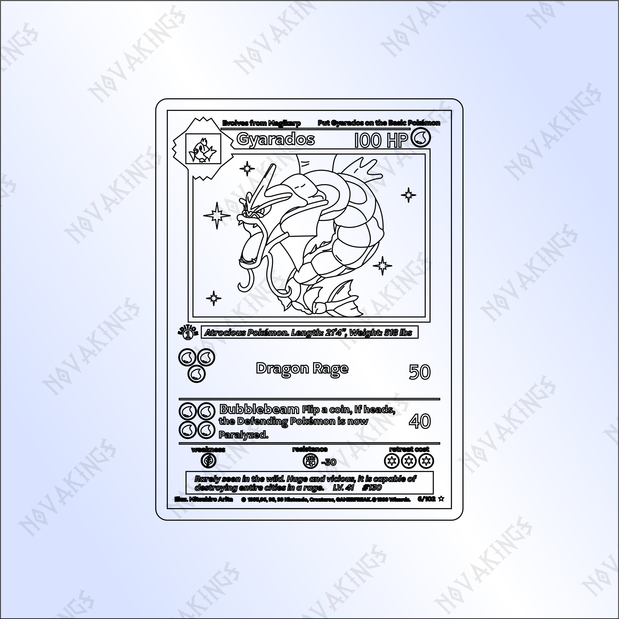 Gyarados Pokemon Card Vector SVG PDF DXF Laser Cutter File - Etsy