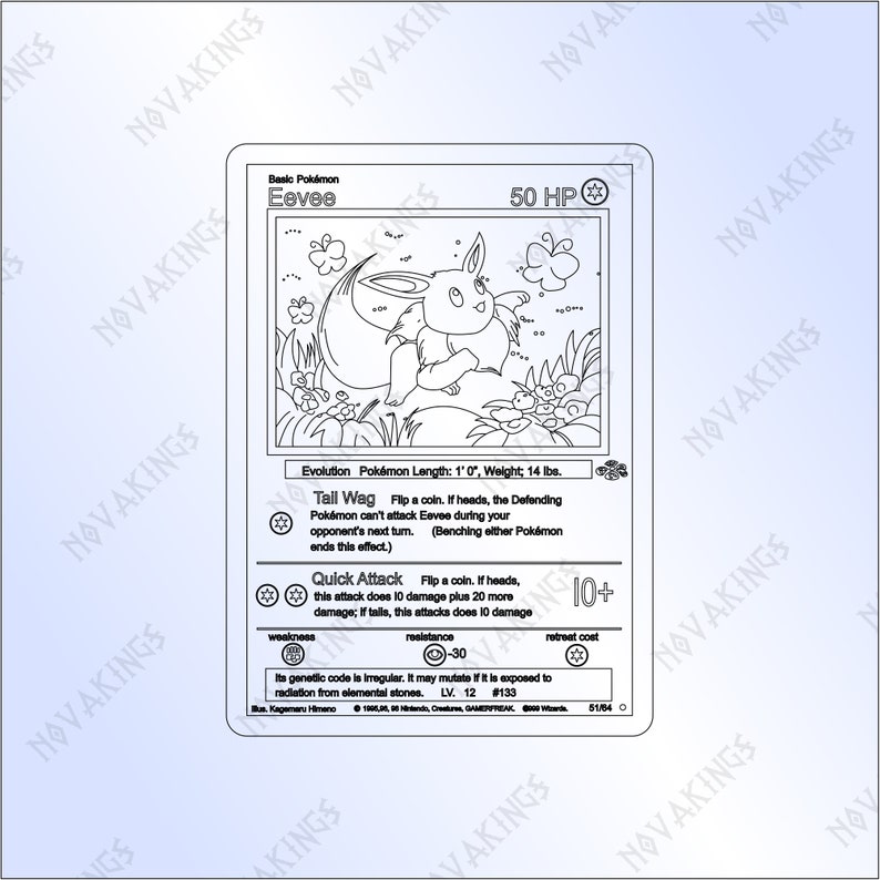 Eevee Pokemon Card Vector SVG PDF DXF Laser Cutter File - Etsy