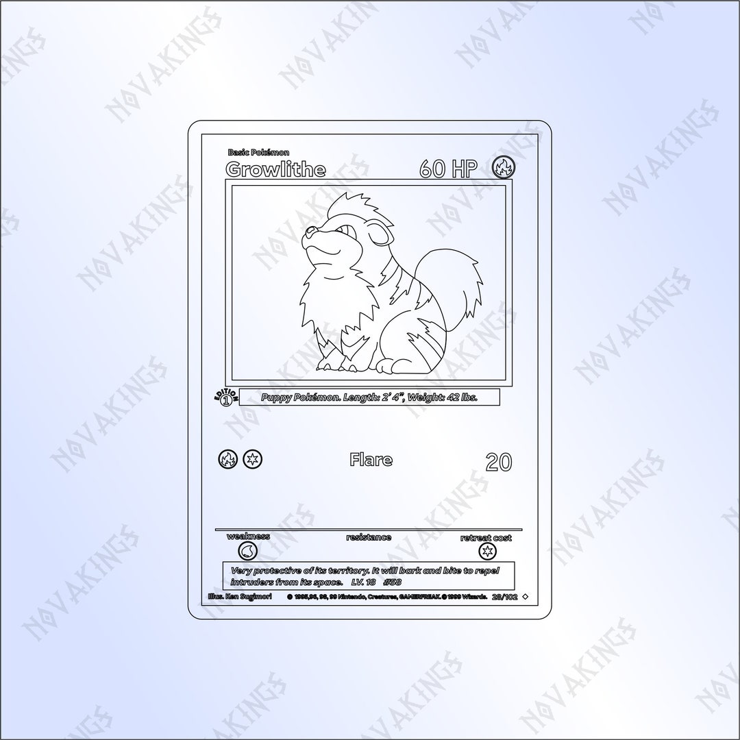 Growlith Pokemon Card Vector SVG PDF DXF Laser Cutter File - Etsy